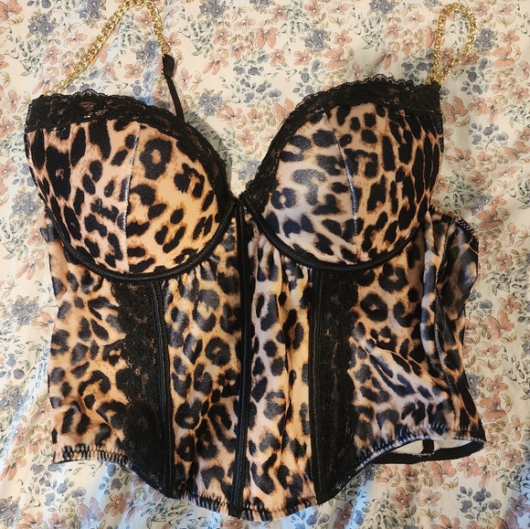 Spirit | Accessories | Leopard Print Corset With Black Lace Spirit ...
